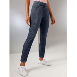 Schlupfjeans Ascari, Damen, Gr. 44, Normalgr&ouml;&szlig;en, blau (blau, schwarz), 50% Baumwolle, 40% Lyocell, 7% Elastomultiester, 3% Elasthan, unifarben, lang, Jeans Schlupfjeans