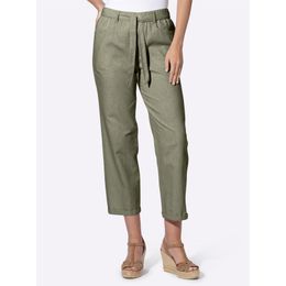 Webhose Heine, Damen, Gr. 36, Normalgr&ouml;&szlig;en, khaki, 55% Leinen, 45% Baumwolle, unifarben, Hosen Webhose