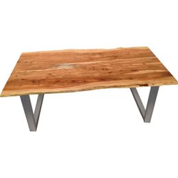 Esstisch Sit "Tops&Tables", beige (natur, silber, silber, natur), B:220cm H:78cm T:100cm, Tische, Esstisch
