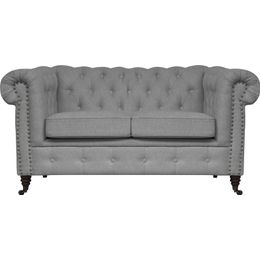 Chesterfield-Sofa Home Affaire "Aarburg", silber, B:148cm H:77cm T:87cm, 100% Polyester, Sofas, Chesterfield-Sofa, aufw&auml;ndige Knopfheftung und Ziern&auml;gel im Chesterfield-Design