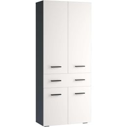 Hochschrank Inosign "Skara", grau (anthrazit, wei&szlig;), B:76cm H:180cm T:35cm, Holzwerkstoff, Schr&auml;nke, Hochschrank, mit drei variablen Einlegeb&ouml;den