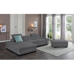 Ecksofa Home Affaire "Alberto L-Form", grau, B:286cm H:73cm T:174cm, 90% Polyester, 10% Polyamid;Luxus-Microfaser ALTARA NUBUCK (100% Polyester);Luxus-Microfaser weich (90% Polyester, 10% Polyamid);Microfaser Antiklederoptik, Sofas, Ecksofa, mit Kopfteilverstellung, wahlweise mit Bettfunktion