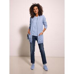 T-Shirt Casual Looks "Shirt", Damen, Gr. 38, blau (bleu, ecru, geringelt), 50% Baumwolle, 50% Modal, gemustert, gestreift, mehrfarbig, Rundhals, Shirts T-Shirt