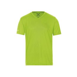 T-Shirt TRIGEMA "TRIGEMA V-Shirt COOLMAX", Damen, Gr. S, gelb (lemon), Trikot, 100% Polyester (recycelt), lang, V-Ausschnitt, Shirts T-Shirt