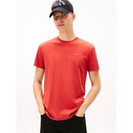 T-Shirt Tommy Jeans "TJM SLIM LINEAR CHEST TEE EXT", Herren, Gr. L, terracotta rot, Single Jersey, Obermaterial: 100% Baumwolle, regular fit normal, Rundhals, eingesetzt abgesteppte Kante, Shirts T-Shirt, Mit Rundhalsausschnitt