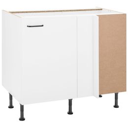 Eckunterschrank Optifit "Elga", wei&szlig; (wei&szlig;, wei&szlig;), B:100cm H:87cm T:58,4cm, Holzwerkstoff, Schr&auml;nke, Eckunterschrank, mit Soft-Close-Funktion, h&ouml;henverstellbaren F&uuml;&szlig;e, Breite 100 cm