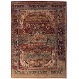 Wollteppich Theko "Saharna 7518", rot, B:200cm H:12mm L:300cm, Wolle, Teppiche, Wollteppich, reine Wolle, Orient-Optik, mit Fransen
