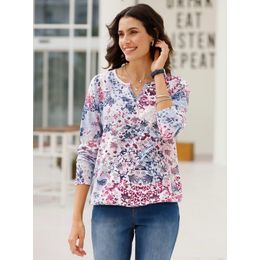 Langarmshirt Inspirationen "Shirt", Damen, Gr. 44, blau (rauchblau, rosenquarz, bedruckt), 50% Baumwolle, 50% Modal, gebl&uuml;mt, gemustert, mehrfarbig, Rundhals, Shirts Langarmshirt