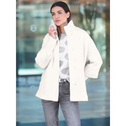Langjacke Heine, Damen, Gr. 40, beige (ecru), 100% Polyester, B&uuml;ndchen:100% Polyacryl, Kragen:100% Polyacryl, unifarben, Jacken Langjacke