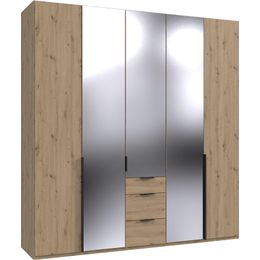 Dreht&uuml;renschrank wimex "Mugano", artisan, eiche nachbildung, griffe schwarz, B:225cm H:236cm T:58cm, Holzwerkstoff, Schr&auml;nke, Dreht&uuml;renschrank, in vielen Breiten, 208 oder 236 cm hoch, Made in Germany