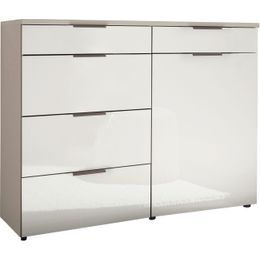 Kombikommode Wiemann "Como", wei&szlig; (kieselgrau, dekor, glas wei&szlig;, schiefer), B:140cm H:91,2cm T:43cm, Floatglas, Holzwerkstoff, Metall, Sideboards, Kombikommode, vormontiert
