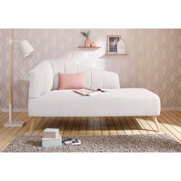 Recamiere OTTO HOME "Lucy, Chaiselonge mit Massivholzf&uuml;&szlig;en und Steppung", beige (creme), B:162cm H:85cm T:82cm, Struktur fein( 100% Polyester), Sofas, Recamiere, Armlehne links und rechts bestellbar