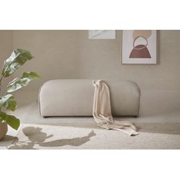 Hocker "PIARA, Polsterhocker mit Kedernaht, Cord, Leinenoptik o. Strukturstoff", greige, B:130cm H:44cm T:62cm, 100% Polyester, LeGer Home by Lena Gercke, Hocker, Hocker, zur Serie PIARA, rechteckig, schwarze F&uuml;&szlig;e, bequemer Sitzkomfort
