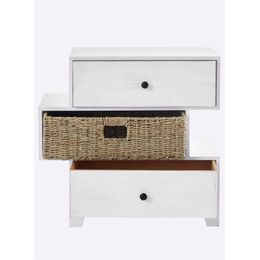 Kommode HEINE HOME, wei&szlig;, natur, B:60cm H:60cm T:30cm, Geflecht Seegras, Sideboards, Kommode