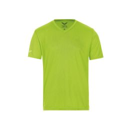 T-Shirt TRIGEMA "TRIGEMA V-Shirt COOLMAX", Damen, Gr. L, gelb (lemon), Trikot, 100% Polyester (recycelt), lang, V-Ausschnitt, Shirts T-Shirt