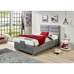 Boxbett, grau, B:134cm L:210cm, Box und Kopfteil: Feinstrukturstoff (77% Polyester und 23% Viskose);Bezug der Obermatratze: 100% Polyester, Westfalia Schlafkomfort, Komplettbetten, Boxbett, mit Motor in diversen Ausf&uuml;hrungen