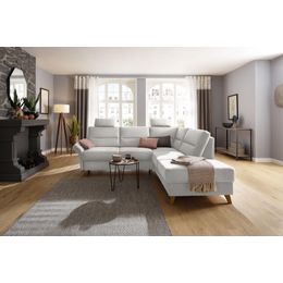 Ecksofa Home Affaire "Westerland L-Form", silber, B:238cm H:90cm T:213cm, 98% Polyester 2% Polyamid, Sofas, Ecksofa, Federkern-Polsterung, wahlweise mit Bettfunktion, Bettkasten