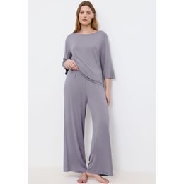 Pyjamahose Triumph "Aura Spotlight Trousers", Damen, Gr. 42, N-Gr, grau (grau shadow), Single Jersey, Obermaterial: 94% Modal, 6% Elasthan, bequem lang, Hosen Pyjamahose, weiches Stretchmaterial, atmungsaktiv