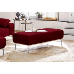 Polsterhocker W.Schillig "run", rot (merlot w82), B:150cm H:46cm T:60cm, Flachgewebe W82 Q2 (74% Polyacryl, 26% Polyester), Hocker, Polsterhocker, mit elegantem Holzsockel, F&uuml;&szlig;e in Silber matt, Breite 150 cm