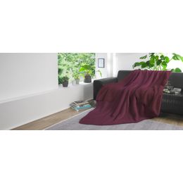 Wohndecke Kinzler "Demi Flausch", lila (beere), B:150cm L:200cm, Polyester, Wohndecken, Wohndecke, Uni Farben, mit Wendefunktion, Kuscheldecke, 150x200 cm