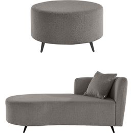 Recamiere Home Affaire "Hulby", grau (taupe), B:182cm H:82cm T:90cm, 95% Polyester, 5% Polyacryl, Sofas, Recamiere, wahlweise mit und ohne Hocker und Armlehne links oder rechts
