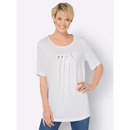Kurzarmshirt Classic Basics "Kurzarm-Shirt", Damen, Gr. 44, wei&szlig;, 100% Viskose, unifarben, Rundhals, Shirts Kurzarmshirt