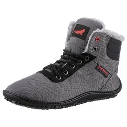Barfu&szlig;schuh Leguano "KOSMO", Damen, Gr. 38, grau (anthrazit), Textil, Schuhe Barfu&szlig;schuh, Bequemschuh, Schn&uuml;rboots mit einzigartiger Halbkugel-Laufsohle