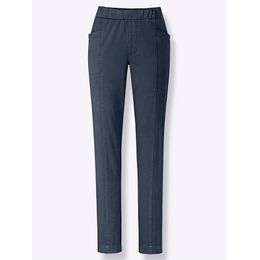 Schlupfjeans Casual Looks, Damen, Gr. 20, Kurzgr&ouml;&szlig;en, dunkelblau, 97% Baumwolle, 3% Elasthan, unifarben, lang, Jeans Schlupfjeans