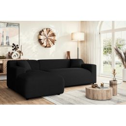 Ecksofa Home Affaire "LILLIANA Designsofa, L-Form mit Recamiere rechts/links bestellbar", schwarz, B:256cm H:76cm T:160cm, 100% Polyester, Sofas, Ecksofa, L-Form mit Wellenunterfederung, Ma&szlig;e B/T/H: 256/160/76 cm