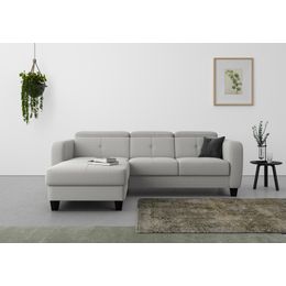 Sit & More Ecksofa SIT & MORE "Belluci L-Form", silber, B:247cm H:85cm T:170cm, Sofas, Ecksofa, inklusive Federkern, wahlweise mit Bettfunktion und Bettkasten