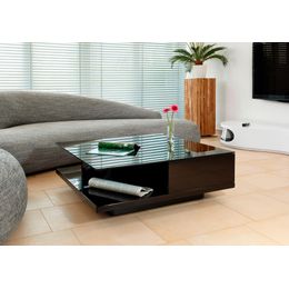 Couchtisch Salesfever "- stilvoll und praktisch", schwarz, B:100cm H:36cm T:100cm, Tische, Couchtisch, Kristallglas-Tischplatte, geh&auml;rtet und elegant