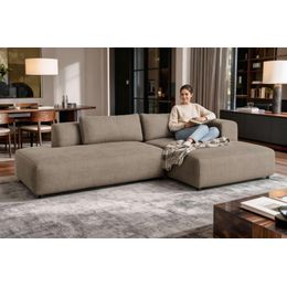 Ecksofa OTTO HOME "TIARRA Design-Sofa mit Ottomane recht/links bestellbar, Breite 287 cm", braun, B:287cm H:76cm T:168cm, 100% Polyester, Sofas, Ecksofa, L-Form mit hochelastischer Schaum und Wellenunterfederung