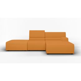 Ecksofa Egoitaliano "Babouche, Designsofa mit au&szlig;ergew&ouml;hnlichem Sitzkomfort zum Wohlf&uuml;hlen", gelb (sunflower), B:287cm H:80cm T:98cm, Leder NUVOLE (Echtes Rindsleder). Halbnat&uuml;rliches, halbnarbiges Rindsleder mit einer nat&uuml;rlichen K&ouml;rnung von 1, 2 bis 1, 4 mm. Dieses Leder hat eine weiche, wachsartige Haptik mit mattem Aussehen und einem Wolkeneffekt. Es handelt sich um ein Naturleder, das die urs