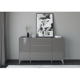 Sideboard "Reno", anthrazit matt lack, glas anthrazit glanz, B:182cm H:109cm T:42cm, Glas, Holzwerkstoff, SET ONE BY Musterring, Sideboards, Sideboard, Mit Winkelfu&szlig; in diversen Farben, 109 cm H&ouml;he & Farbauswahl