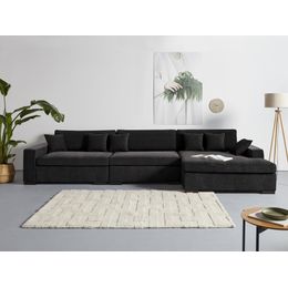 Sofa-Eckelement Home Affaire "Skara XXL L-Form", grau (anthrazit), B:400cm H:86cm T:190cm, 100% Polyester, Polsterelemente, Sofa-Eckelement, Lounge-Sofa XXL mit Federkern-Polsterung, in vielen Bezugsvarianten