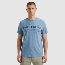 PME-Legend T-Shirt PME LEGEND, Herren, Gr. M, blau (ashleigh blau), Single Jersey, Obermaterial: 100% Baumwolle, bedruckt, Rundhals, Shirts T-Shirt, mit Logoprint