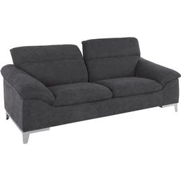2-Sitzer COTTA "Teresa", braun (mud), B:218cm H:84cm T:109cm, Chenille (90% Polyester; 10% Polyamid );Struktur (100% Polyester ), Sofas, 2-Sitzer, mit Kopfteilverstellung