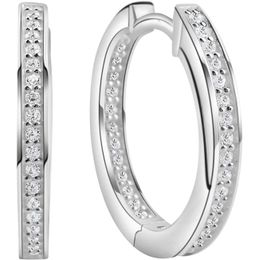 Paar Creolen Firetti "Schmuck Geschenk Silber 925 Ohrschmuck Ohrringe", silber (silberfarben, kristallwei&szlig;, kristallwei&szlig;), Ohrringe, Damen, 17,5mm, Silber 925 (Sterlingsilber), Paar Creolen, mit Zirkonia (synth.)