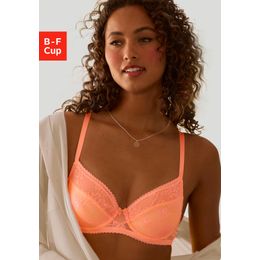 B&uuml;gel-BH Lascana, Damen, Gr. 105, Cup F, orange (neon pfirsich), Spitze, Obermaterial: 88% Polyamid, 12% Elasthan, BHs B&uuml;gel-BH, aus feiner Jacquardspitze, sexy Dessous