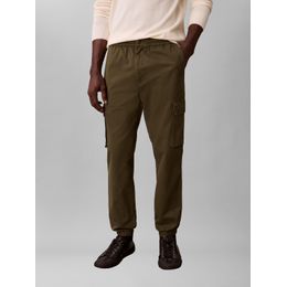 Cargohose Calvin Klein Jeans, Herren, Gr. S, N-Gr, fatigue, Twill, Obermaterial: 97% Baumwolle, 3% Elasthan, skinny fit lang, Hosen Cargohose, elastischer Bund, Skinny fit, Cargotaschen