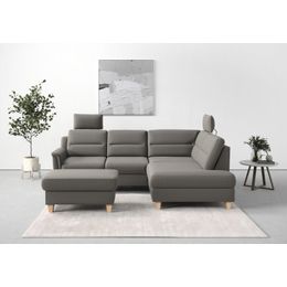Sit & More Ecksofa SIT & MORE "Far&ouml; L-Form", braun (schlamm), B:251cm H:90cm T:187cm, Sofas, Ecksofa, inklusive Federkern, wahlweise mit Bettfunktion und Bettkasten