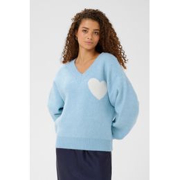 Strickpullover Saint Tropez "PariaSZ V-Neck Pullover", Damen, Gr. XXL, skyway, Strick, Obermaterial: 68% Polyamid, 28% Polyester, 4% Elasthan, normal, V-Ausschnitt, Pullover Strickpullover