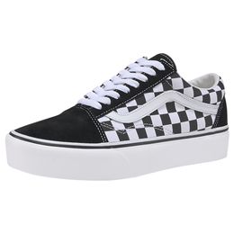 Plateausneaker Vans "Old Skool Platform", Damen, Gr. 47, (checkerboard), schwarz, true, wei&szlig;, Leder, Textil, Schuhe Plateausneaker, aus textilem Canvas-Material