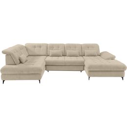 Wohnlandschaft Home Affaire "Delphino", beige, B:358cm T:216cm, 100% Polyester, Sofas, Wohnlandschaft