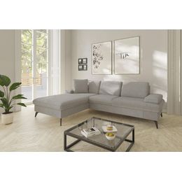 Sit & More Ecksofa SIT & MORE "Morris Jubi L-Form, B: 247 cm", beige (nature), B:247cm H:83cm T:171cm, 100% Polyester, Sofas, Ecksofa, mit Armteilfunktion & 1 Zierkissen, optional Bettfunktion