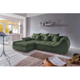 Ecksofa Home Affaire "Imola, bequem, aktuelle Steppung im Sitz, L-Form, Breite 270cm", gr&uuml;n (dunkelgr&uuml;n), B:270cm H:90cm T:170cm, Microfaser PRIMABELLE (100% Polyester) / Struktur (82% Polyester, 9% Viscose, 7% Baumwolle, 2% Nylon);Kunstleder SOFTLUX / Struktur (82% Polyester, 9% Viscose, 7% Baumwolle, 2% Nylon), Sofas, Ecksofa, wahlweise mit Bettfunktion, OTTOs Choice