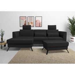 Sit & More Ecksofa SIT & MORE "Olsen L-Form", schwarz, B:261cm H:88cm T:172cm, 100% Polyester, Sofas, Ecksofa, inklusive Sitztiefenverstellung, wahlweise mit Bettfunktion, 15cm hoch