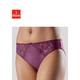 Slip Petite Fleur, Damen, Gr. 36/38, 3 Stk., rot (beere, creme, schwarz), Microtouch, Obermaterial: 86% Polyester, 14% Elasthan, k&ouml;rpernah, Unterhosen Slip, mit leicht transparenter Jacquardspitze an den Seiten, Topseller