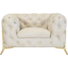 Chesterfield-Sessel Home Affaire "Amaury Sessel", beige, B:125cm H:75cm T:97cm, Struktur (100% Polyester9;Samtoptik (100% Polyester), Sessel, Chesterfield-Sessel, aufw&auml;ndige Knopfheftung, moderne Chesterfield Optik, Fu&szlig;farbe w&auml;hlbar