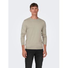 Only & Sons Rundhalspullover ONLY & SONS "ONSWYLER LIFE REG 14 LS CREW KNIT NOOS", Damen, Gr. M, beige (silber lining), Feinstrick, Obermaterial: 78% Viskose, 22% Polyester, meliert, regular fit normal, Rundhals, Rippb&uuml;ndchen, Pullover Rundhalspullover, Viskosemischung, regular fit